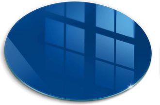 Generic Wallfluent Durchmesser 40cm Geh&auml;rtetem Glas F&uuml;r k&uuml;che Robuste Hartglas Anti-Rutsch-Pads Schneidebrett Rund mit Motiv - Blaue Farbe