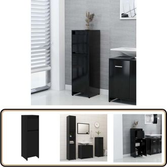 vidaXL Badezimmerschrank Schwarz 30x30x95 cm Holzwerkstoff - Badezimmermöbel - Schubladen - Regale - Badschränkchen - Holzwerkstoffeinrichtung