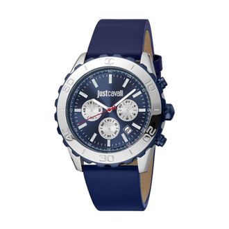 Just Cavalli Homme, Accessoires, Bleu, Taille: ONE Size Montre Sport en Cuir
