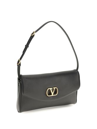 Valentino Garavani Womens Devain Leather Shoulder Bag Nero Calf Bos Taurus