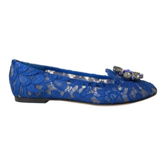 Dolce & Gabbana Blaue Spitze Kristall Ballett Flats Loafers - - Shoes - Damen - Blau - 35 EU