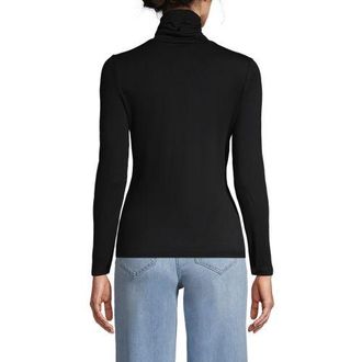 Lands End Rollkragenshirt aus Baumwoll/Modalmix, Damen, Gr&ouml;&szlig;e:36-38 regular, Schwarz, Baumwolle/Elasthan/Baumwolle Modal, by Lands End