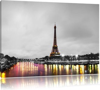 Pixxprint Eindruckvoller Eifelturm in Paris B&W, Größe: 100x70cm, Leinwandbild, fertig gespannt, Wandbild, Dekoration, Kunstdruck, kein Poster