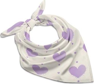 Generic Écharpe carrée en soie violette avec coeur - Écharpe légère à pois - Écharpe pour cheveux respirante - Cadeau pour femme et homme, multicolore, 60x60c