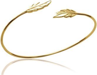Brillaxis Bracelet jonc ouvert plumes dorées 56mm