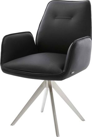 DELIFE Polsterstuhl Zoa-Flex Kreuzgestell kantig Edelstahl Echt-Leder Schwarz Taschenfederkern