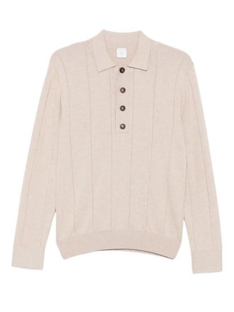 Eleventy Geripptes Poloshirt - Nude