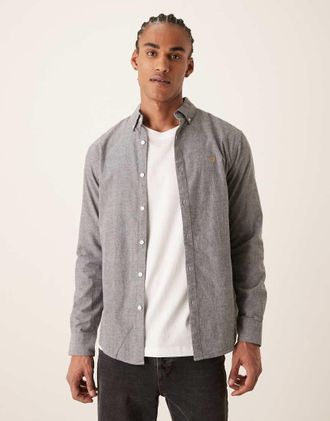 Farah Steen - Chemise manches longues casual &agrave; logo - Gris