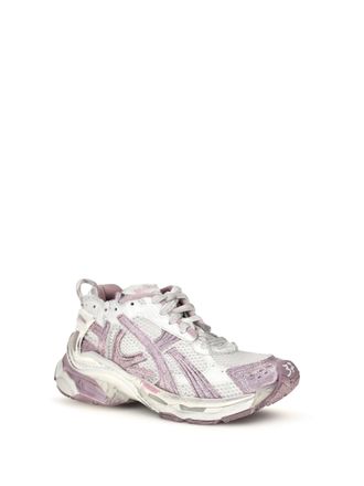Balenciaga Womens Runner Glitter Sneakers White - Lilac Pink