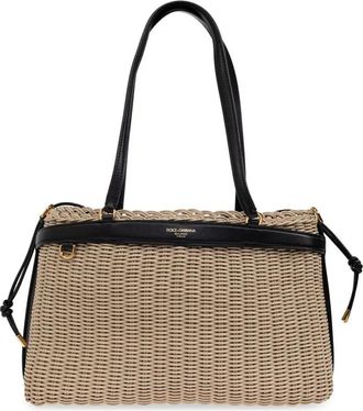 Dolce & Gabbana Shopper & Totes - Woven Structured Handbag With Black Leather Accent - Gr. unisize - in Beige - für Damen