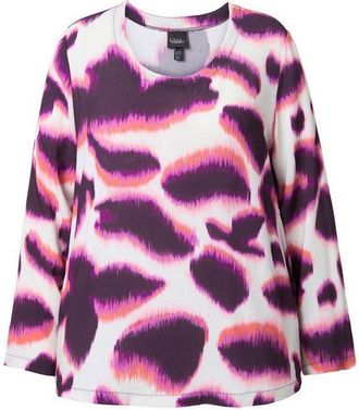 Ulla Popken Druckbluse Blusenshirt bedruckt Rundhalsausschnitt Langarm