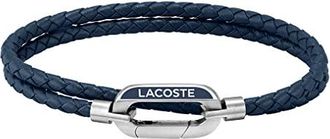 Lacoste Bracelet pour Homme Collection STARBOARD avec Cuir Tressé Bleu à Double Tour - 2040112