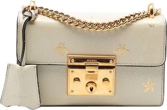Gucci Hobo Bags - Small Leather Bee Star Padlock Crossbody - Gr. unisize - in Wei&szlig; - f&uuml;r Damen
