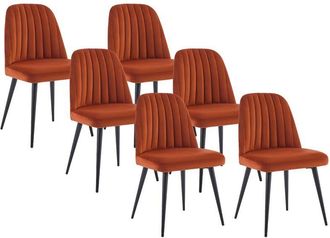 Vente-Unique Lot de 6 chaises en velours et m&eacute;tal - Terracotta - ELEANA