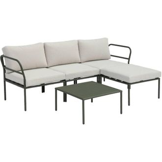 Sweeek Modulares Gartenm&ouml;bel-Set aus Aluminium f&uuml;r 4 Personen Khaki / Beige