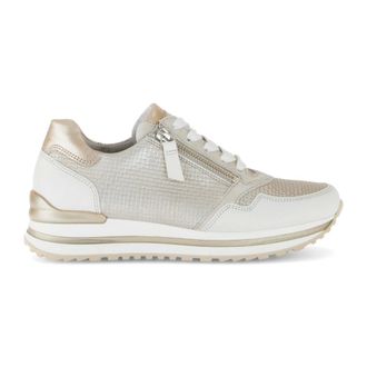 Gabor Baskets beiges m&eacute;tallis&eacute;es en cuir imprim&eacute; - Femme - Chaussures - Beige - Taille: 36 1/2 EU