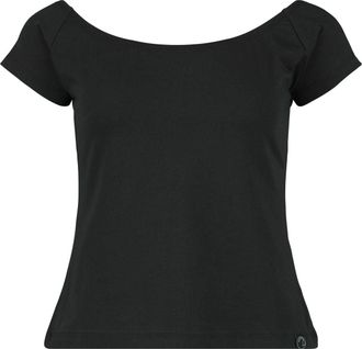 Black Premium by EMP Damen schwarzes T-Shirt mit U-Boot-Ausschnitt XL