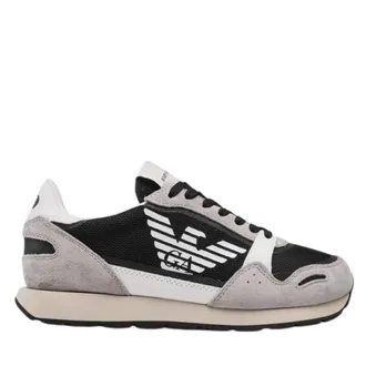 Emporio Armani Homme, Chaussures, Gris, Taille: 42 1/2 EU Baskets Mode Noires à Motif Quadrillé