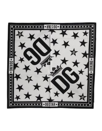 Dolce & Gabbana Mens White Dg Crown Print Square Foulard 52cm X 50.5cm Scarf