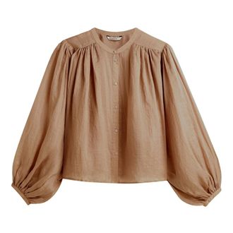 Summum Femme, Blouses et Chemises, Brun, Taille: 36 FR Blouse Ramie