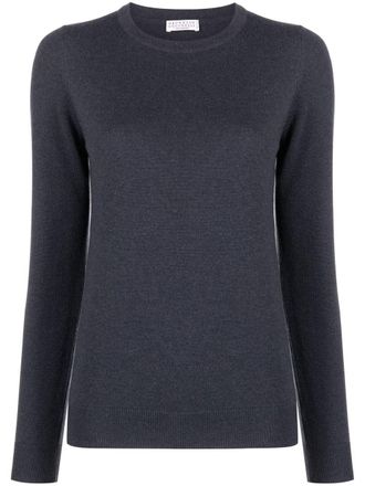 Brunello Cucinelli haut en maille à manches longues - Bleu
