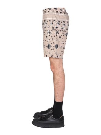 Msgm Paisley Pattern Cotton Bermudas - Beige