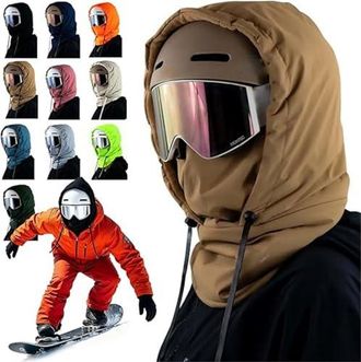 Generic Capuche imperm&eacute;able doubl&eacute;e de polaire, coupe-vent 3 en 1 masque de ski avec cordon de serrage, convient pour le ski, la randonn&eacute;e, kaki, Taille uniqu