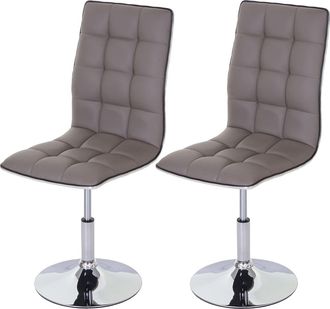 Mendler 2er-Set Esszimmerstuhl HWC-C41, Stuhl Küchenstuhl, höhenverstellbar drehbar, Kunstleder FSC-Zertifiziert - Taupe-grau