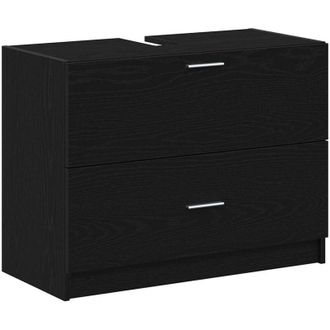 vidaXL Vidaxl - meuble sous lavabo Chêne Noir 78x37x59 cm Bois dingénierie