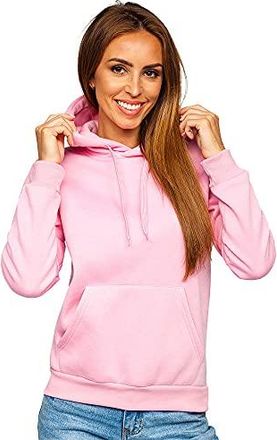 BOLF Femme Sweat-Shirt a Capuche Hoodie Sweat Manches Longues Temps Libre Sport Fitness Outdoor Basic Casual Style W02 Rose S [A1A]