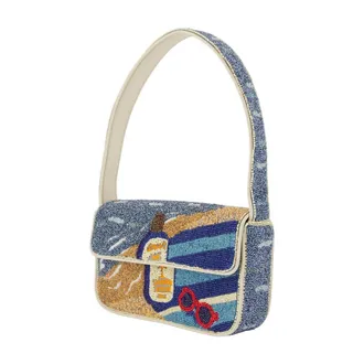 Staud Womens Beaded Shoulder Bag Multicolor Synthetic