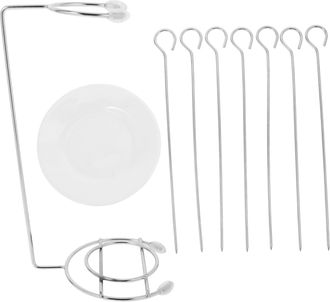 SOLUSTRE Grillspieße Aus Edelstahl Hängegestell Für Kebab Spießhalter Mit Grillrost Multifunktionales Küchenzubehör Für Fleischspieße Und Hitzeverteilung