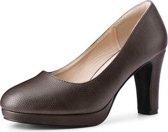 Allegra K Escarpins Mary Jane &agrave; talon &eacute;pais pour femme, marron fonc&eacute;, 38 EU