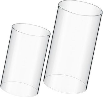 Valiclud 2 Stück Glas Kerzenzylinder Winddicht Transparent Kerzenhüllen 6x10cm 6x15cm Zubehör Für Haushaltstee Und Stumpenkerzen