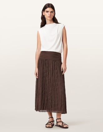 AllSaints Asal - Jupe longue - Marron amer