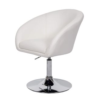 Mendler Esszimmerstuhl HWC-F19, K&uuml;chenstuhl Stuhl Drehstuhl Loungesessel, drehbar h&ouml;henverstellbar - Kunstleder wei&szlig;