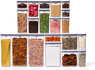 Oxo Good Grips 11236600 POP-Behälter-Set, Kunststoff, Weiß, Transparent, 20-teilig