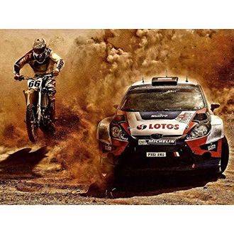 Wee Blue Coo Photograph Sport Motocross Bike Rally Car Dirt Race Wall Art Print Mur D&eacute;cor 30 x 41 cm