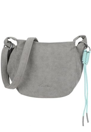 Fritzi Aus Preu&szlig;en Fritzi Sue02 Suede Jacky Soft Dark Anthra Umh&auml;ngetasche Kunstleder Damen Crossbody Handtasche Festival City vegan Suede-Optik Kordelanh&auml;nger 22 x 23 x