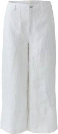 Oui Femme, Jeans, Blanc, Taille: 42 FR Pantalon Large &Eacute;cossais Cropped en Lin