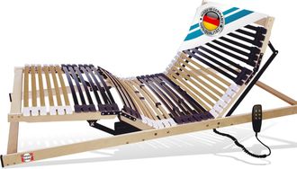 Matratzen Perfekt Elektrischer Lattenrost 140x200 cm 42 Leisten 7 Zonen 8,5 cm H&ouml;he 2 Motoren bis 200 kg belastbar Netzfreischaltung H&auml;rtegradverstellung Notabsenkung