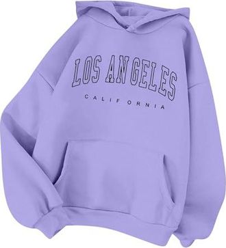 Generic Los Angeles California - Sweat &agrave; capuche Preppy pour femme vintage avec capuche - Pull tendance pour lhiver et lautomne, sport doubl&eacute; en polaire - V&ecirc;t