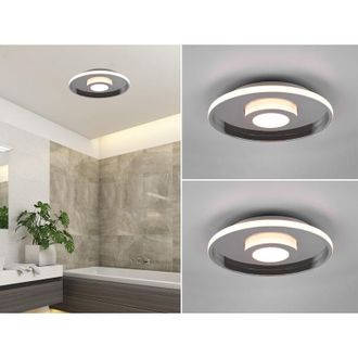 Trio Leuchten Led Deckenleuchte 2er Set Silber Chrom mit Switch Dimmer IP44, &oslash; 30cm