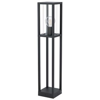 Eglo Au&szlig;en Stehlampe Cascinetta, 1 flammige Au&szlig;enleuchte Vintage, Retro, Standlampe aus Aluminium-Guss in Schwarz und Glas in Klar, Au&szlig;enlampe mit E27 Fass