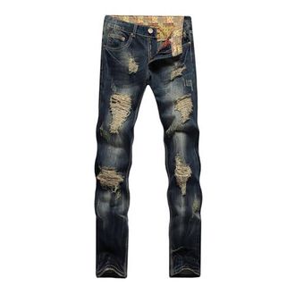 Generic Jean Homme Jeans Homme Week-End/Voyage Jean Slim D&eacute;chir&eacute; Coupe Droite Ajust&eacute;e - Streetwear Minimaliste avec Attitude Contemporaine