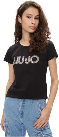 Liu Jo Femme, Tops, Noir, Taille: 38 FR T-Shirt Logo Strass