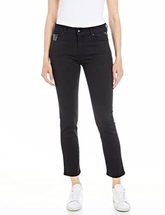 Replay Damen Jeans Faaby Slim-Fit mit Comfort Stretch, Noir 098 (Schwarz), 30W / 30L