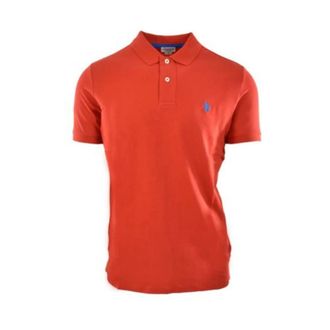 U.S.Polo Association Rotes Baumwoll-Poloshirt mit Blauem Logo - - Tops - Herren - Orange - M
