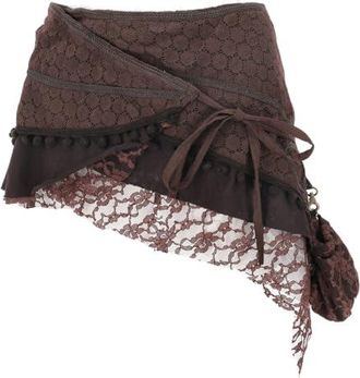 Guru Shop Guru-Boutique, Minijupe, Jupe Portefeuille, Cacheur Goa, Marron, Ducoton, Size:M / L (44), Jupes/courts