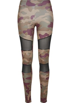 Urban Classics Damen Ladies Tech Mesh Leggings, Redwood camo, L